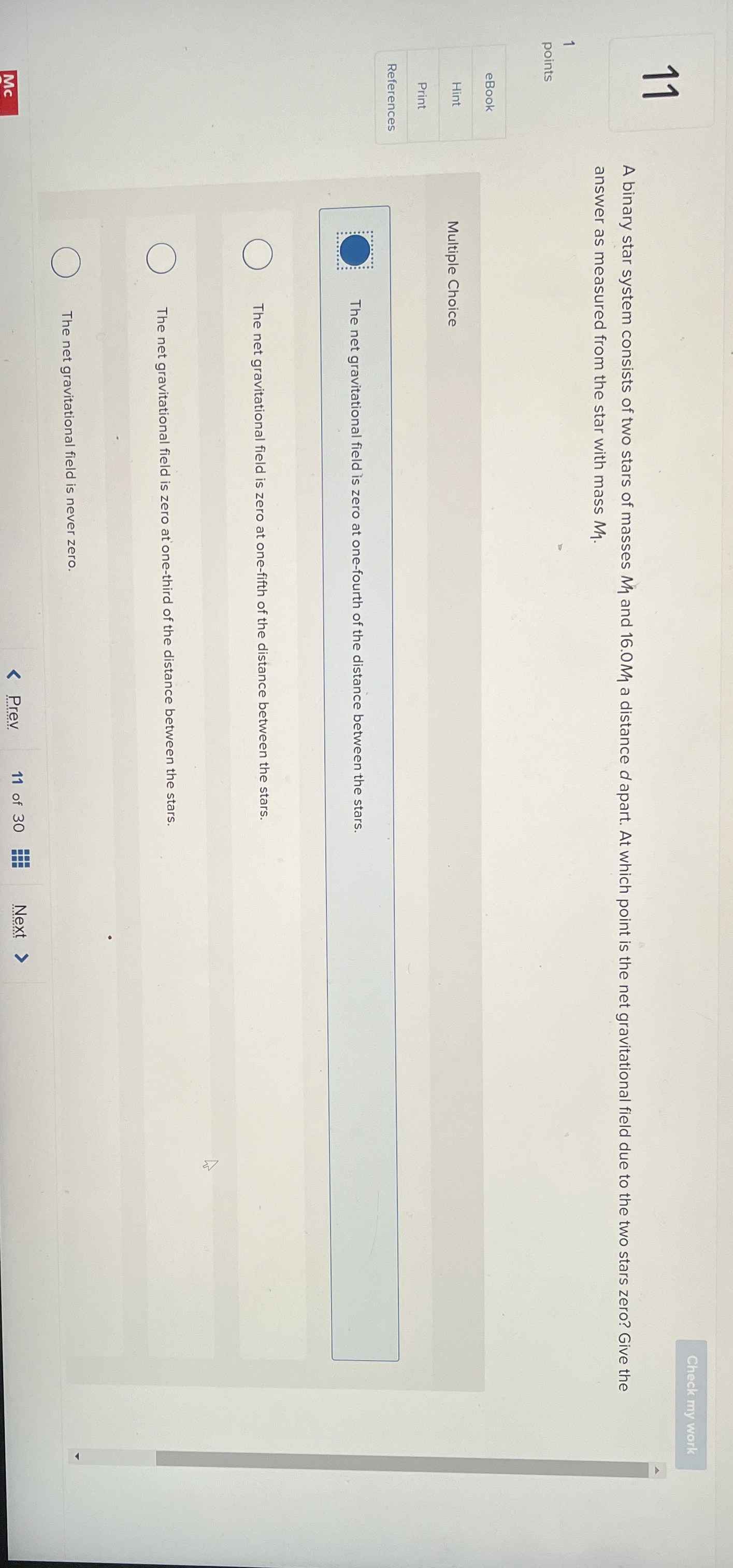 Solved 11A binary star system consists of two stars of | Chegg.com