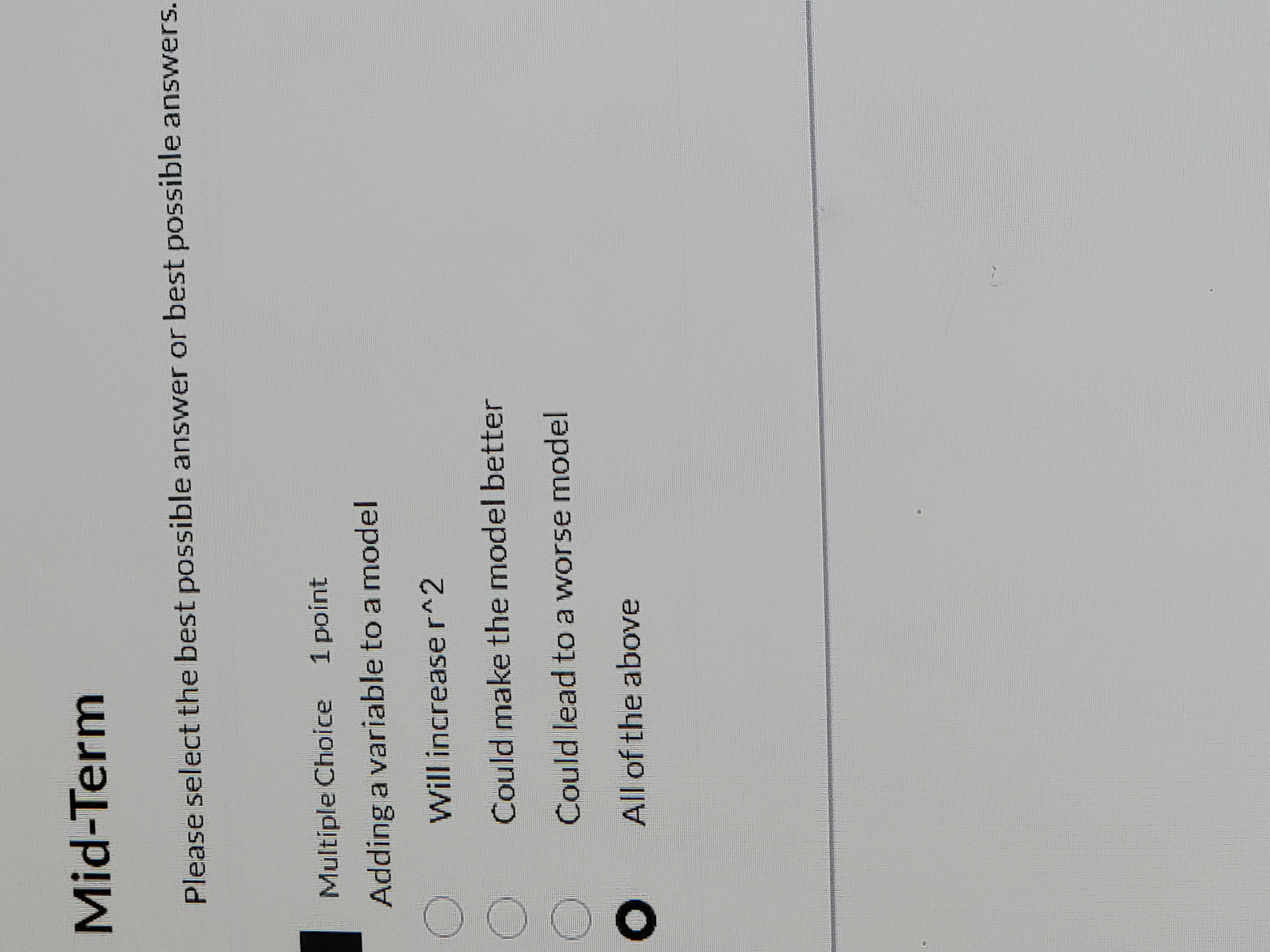 Solved Mid-Term Please select the best possible answer or | Chegg.com