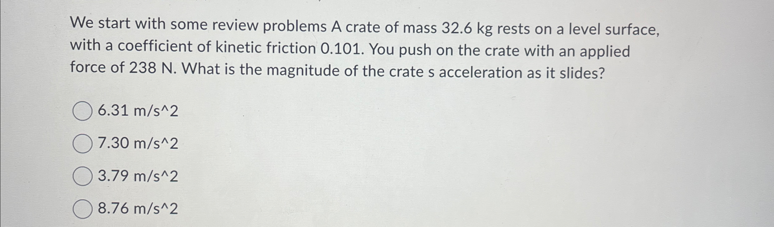 Solved We start with some review problems A crate of mass | Chegg.com