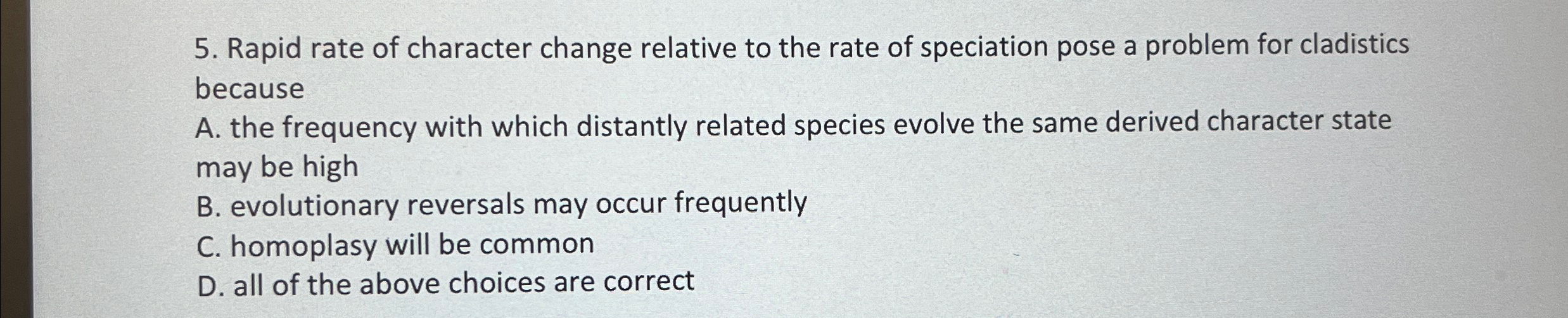 Solved Rapid rate of character change relative to the rate | Chegg.com