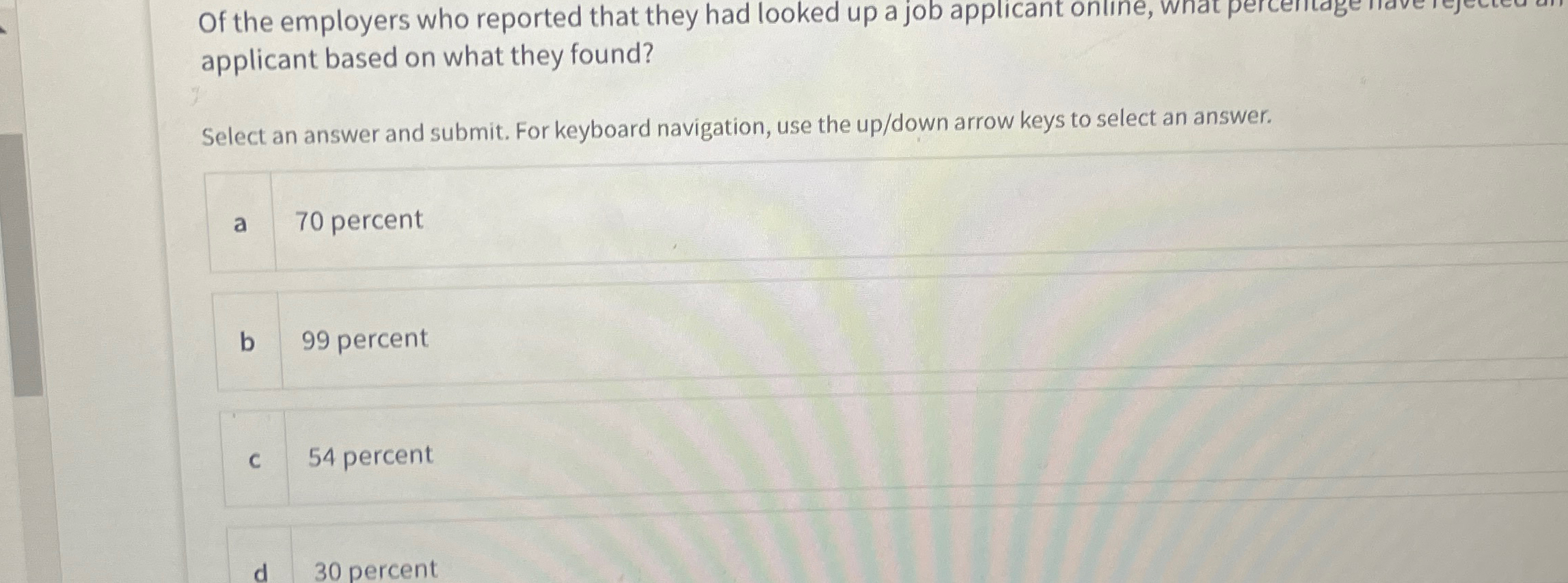 Solved applicant based on what they found?Select an answer | Chegg.com