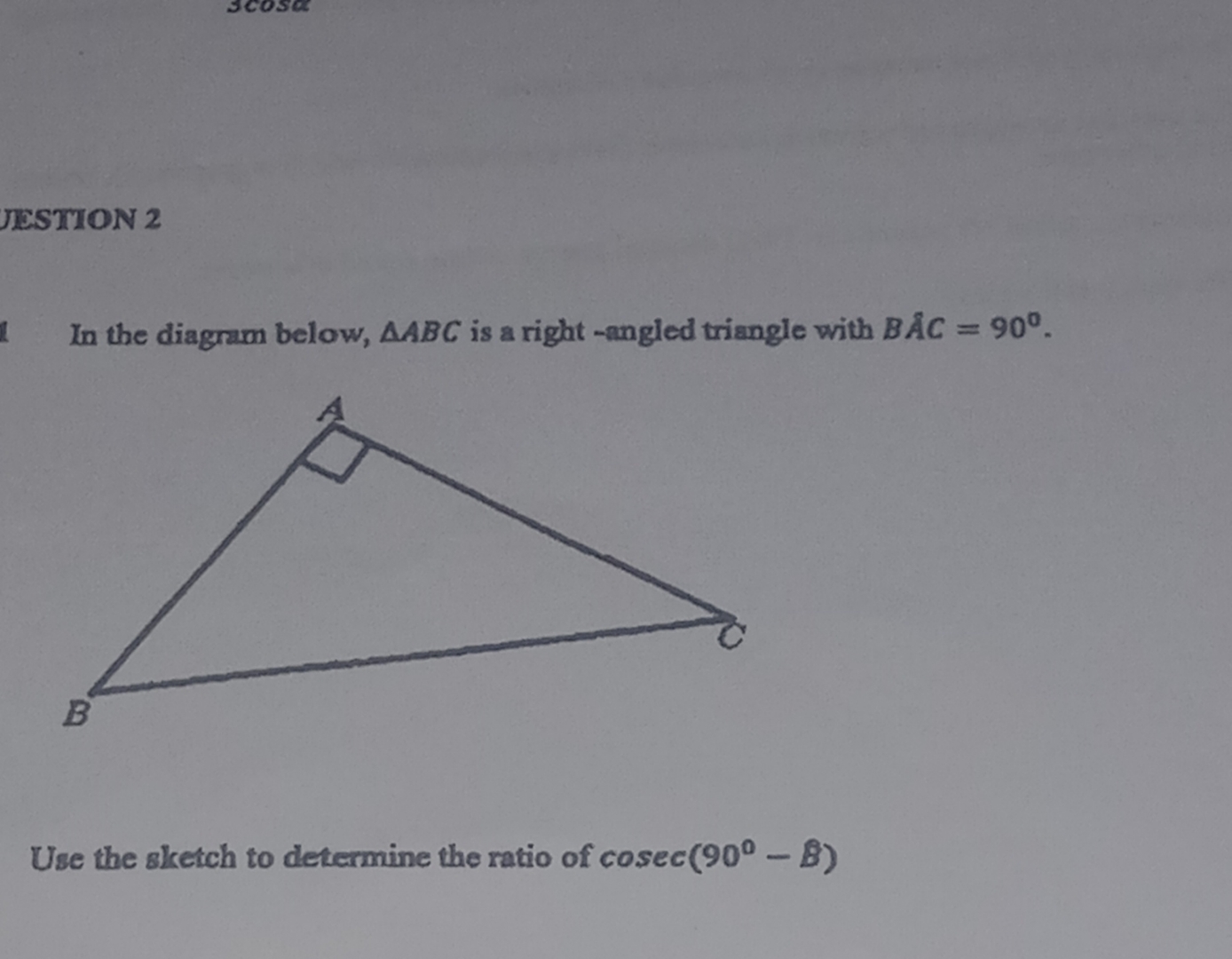 Solved JESTION 2 ﻿In the diagram below, ????ABC ﻿is a | Chegg.com