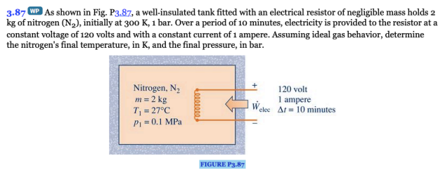 Solved 3.87 ﻿WP As shown in Fig. P3.87, ﻿a well-insulated | Chegg.com