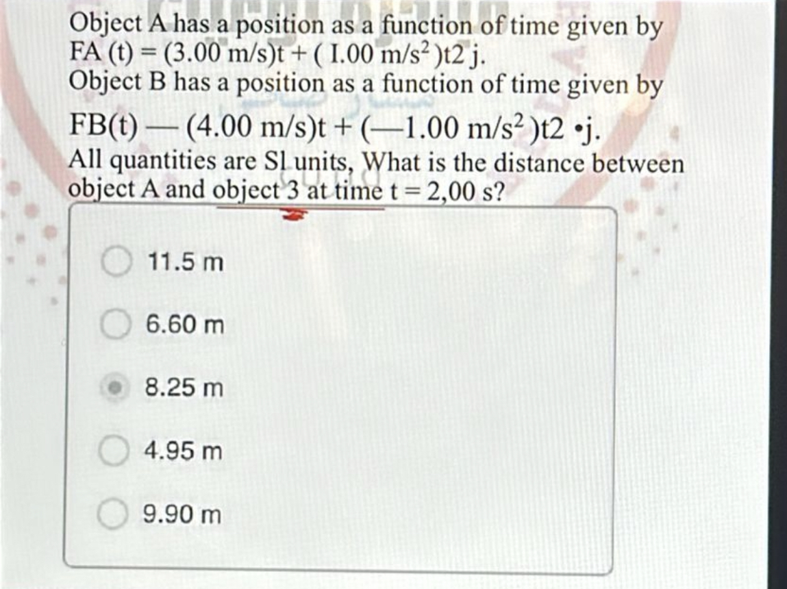 Solved Object A has a position as a function of time given | Chegg.com