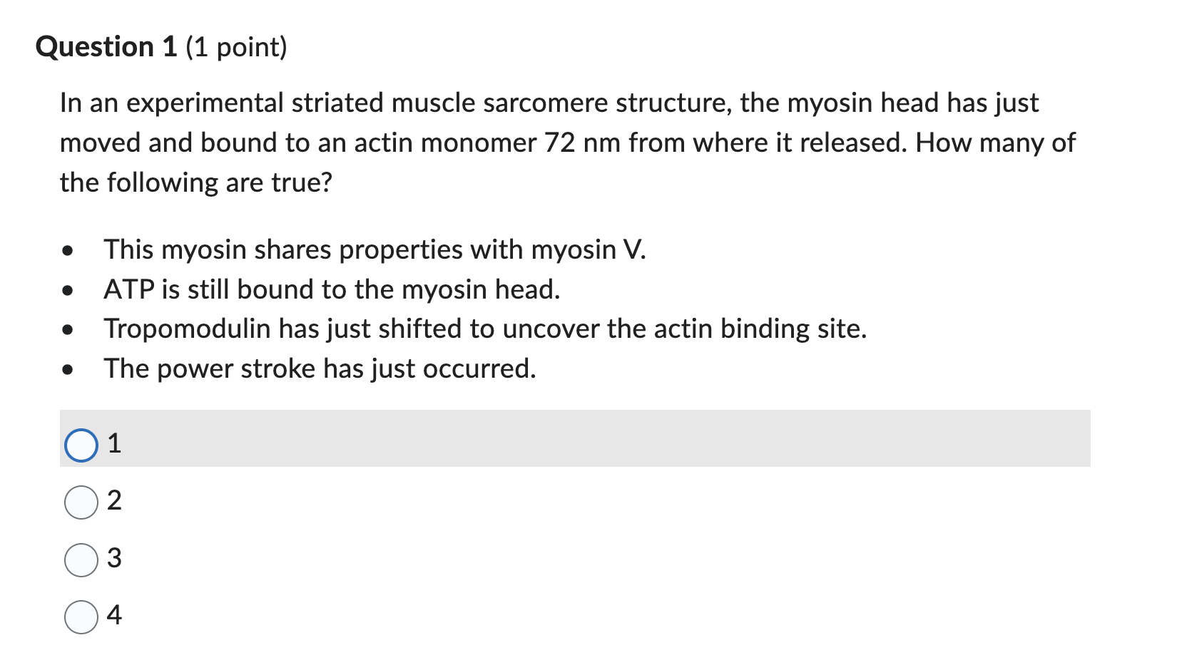 Solved Question 1 (1 ﻿point) ﻿In an experimental striated | Chegg.com