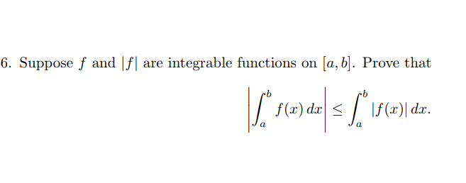 Solved Suppose f ﻿and |f| ﻿are integrable functions on a,b. | Chegg.com