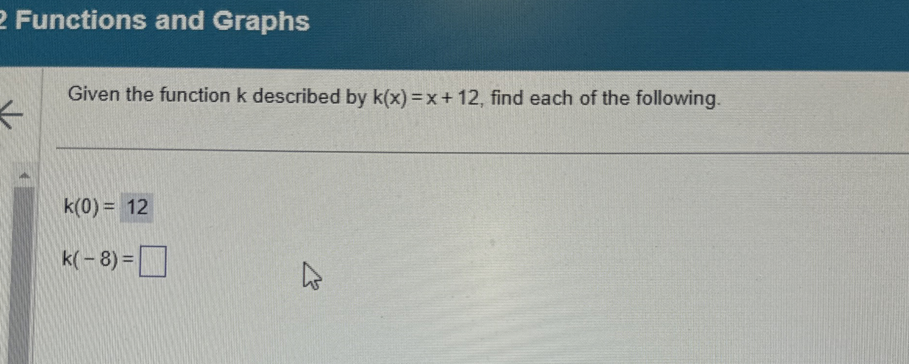 Solved Functions and GraphsGiven the function k ﻿described | Chegg.com