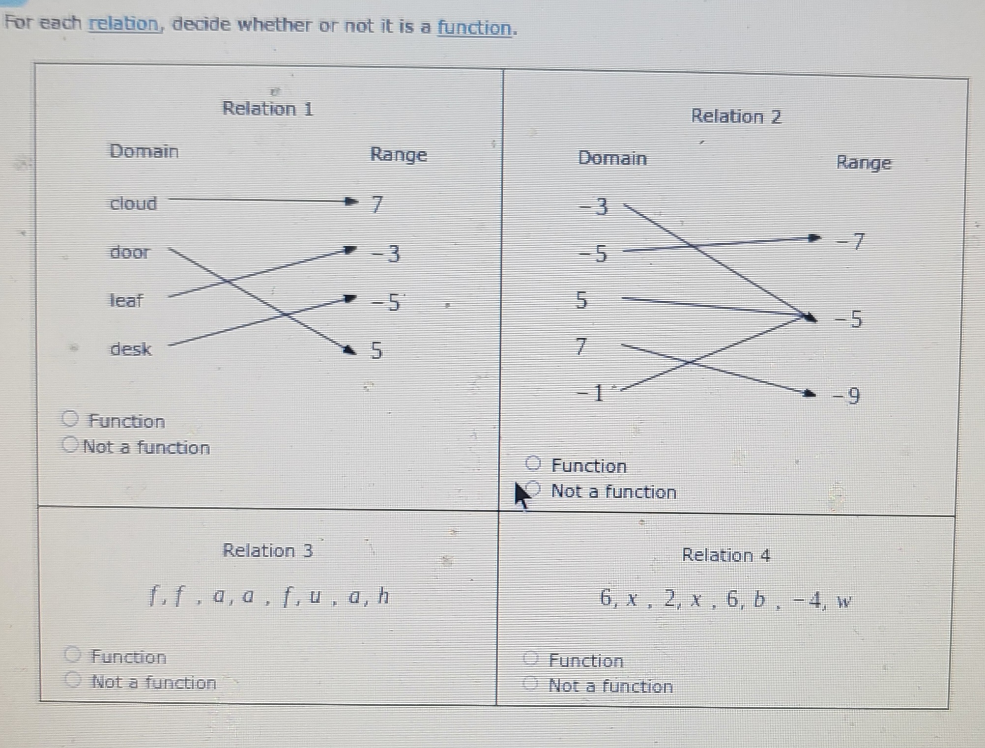 Solved For each relation, decide whether or not it is a | Chegg.com