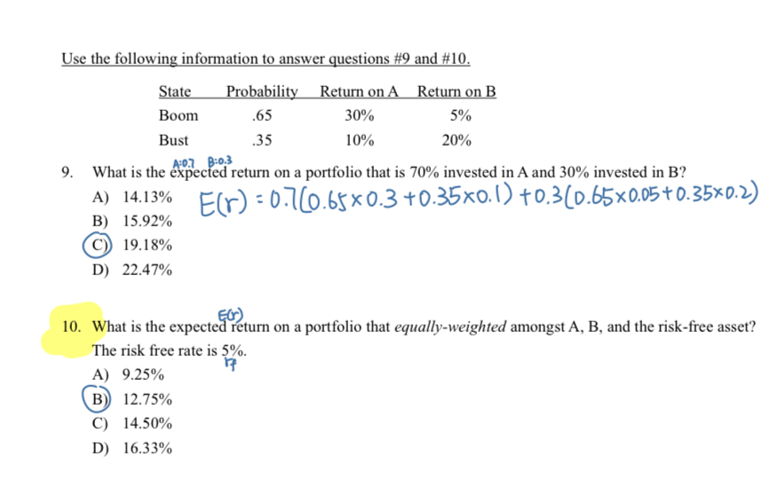 Solved Use the following information to answer questions #9 | Chegg.com