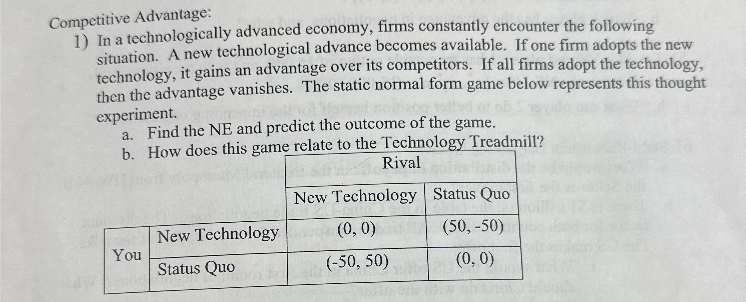 Solved Competitive Advantage: In a technologically advanced | Chegg.com