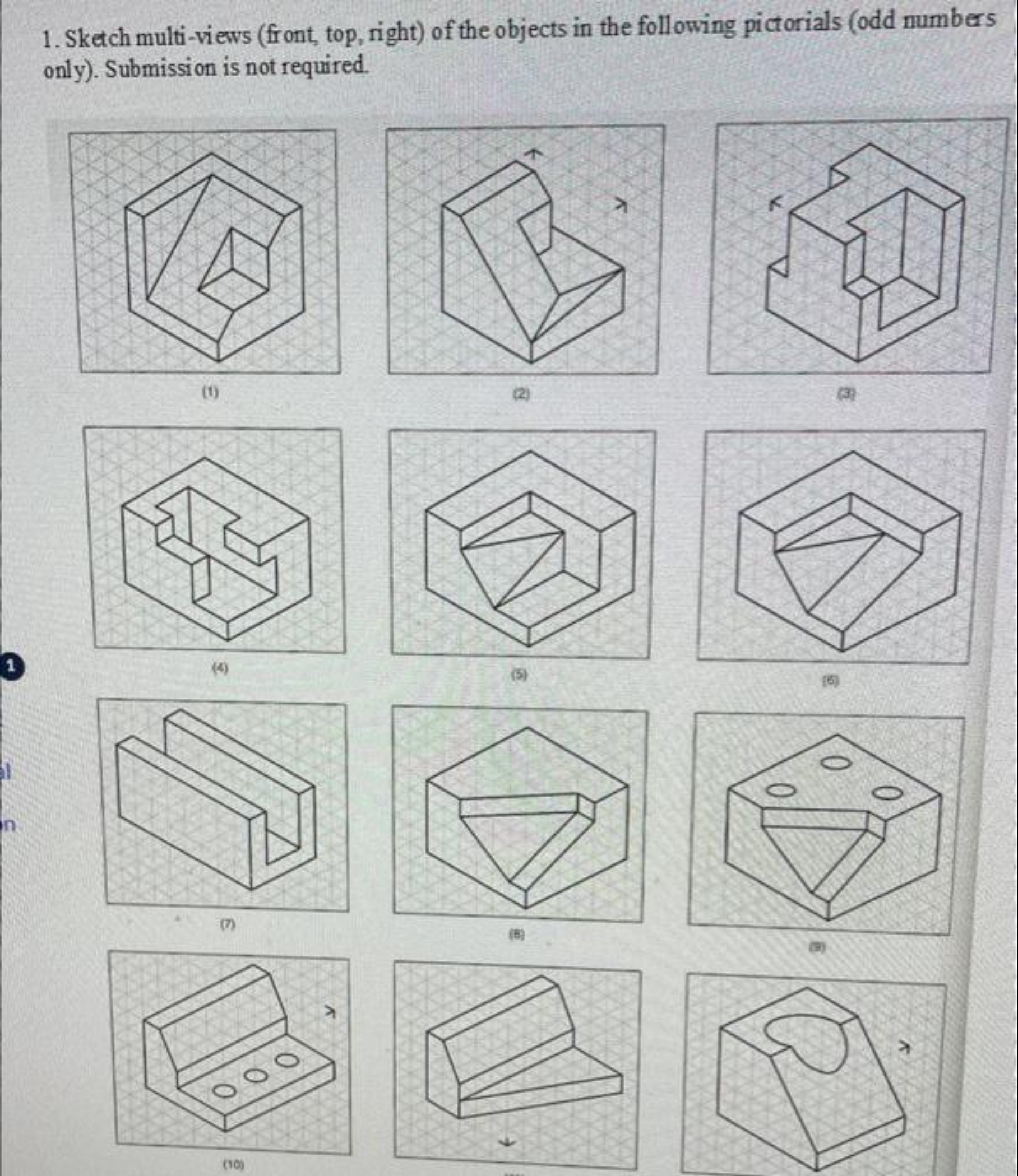 Solved Sketch multi-views (front, ﻿top, right) ﻿of the | Chegg.com