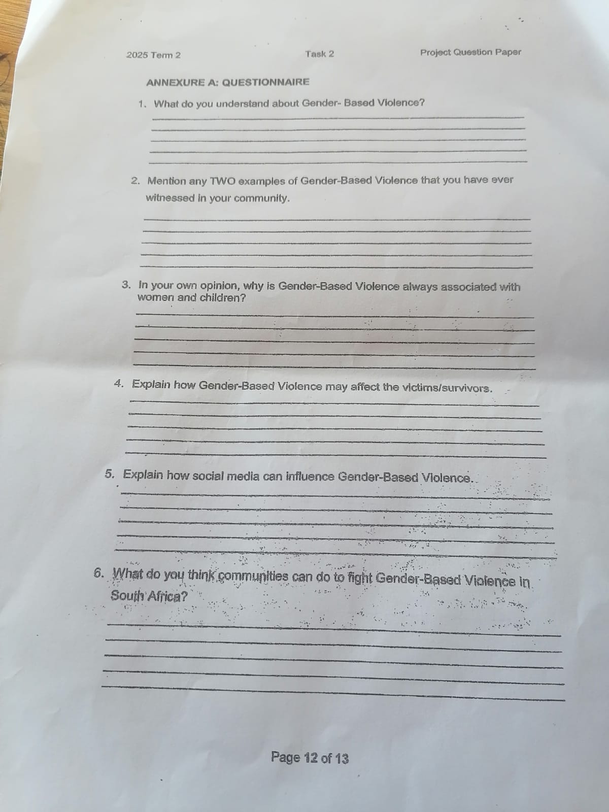 Solved ANNEXURE A: QUESTIONNAIRE 1. ﻿What do you understand | Chegg.com