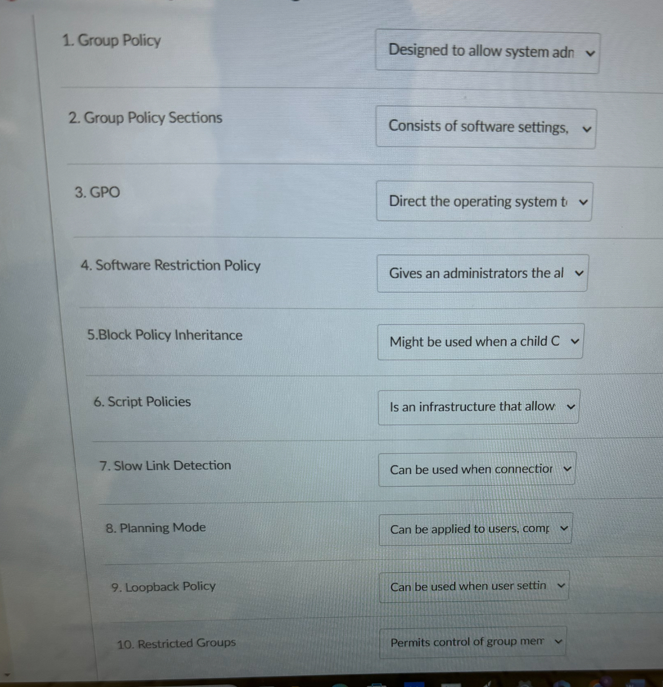 Solved Group PolicyGroup Policy SectionsGPOSoftware | Chegg.com