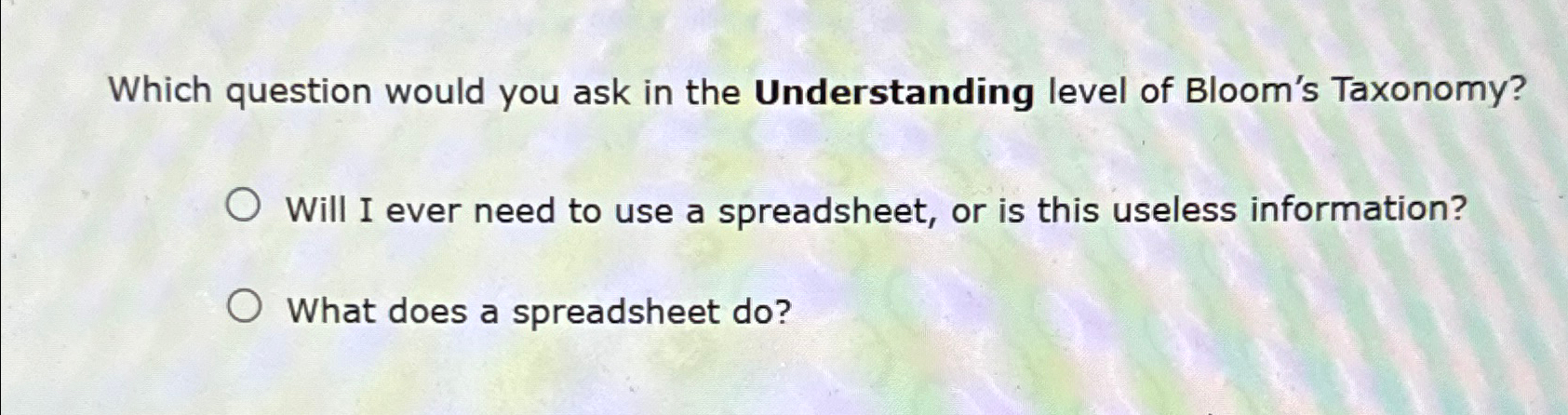 Solved Which question would you ask in the Understanding | Chegg.com