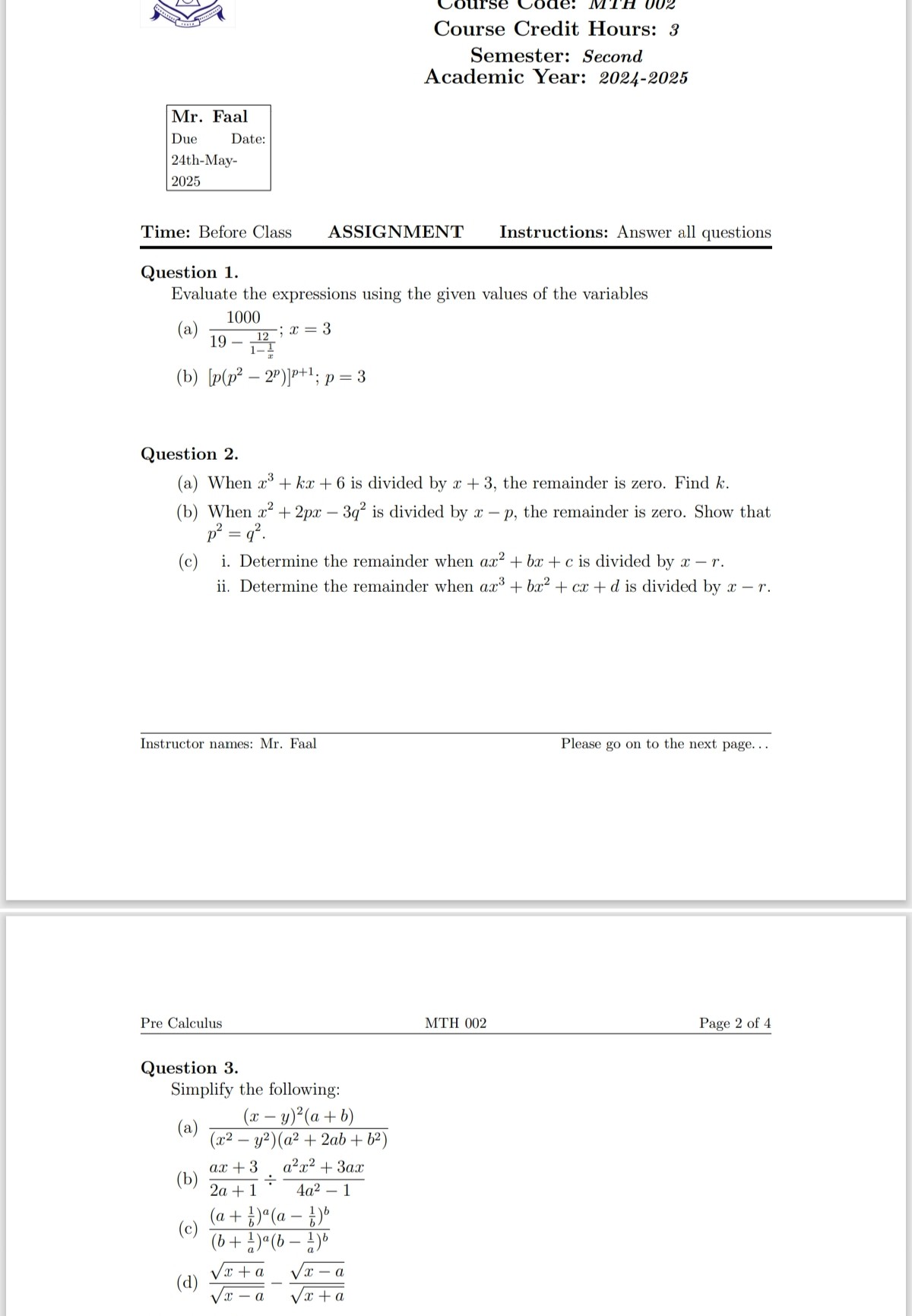 Solved code class="asciimath">Question 1. ﻿Evaluate the | Chegg.com