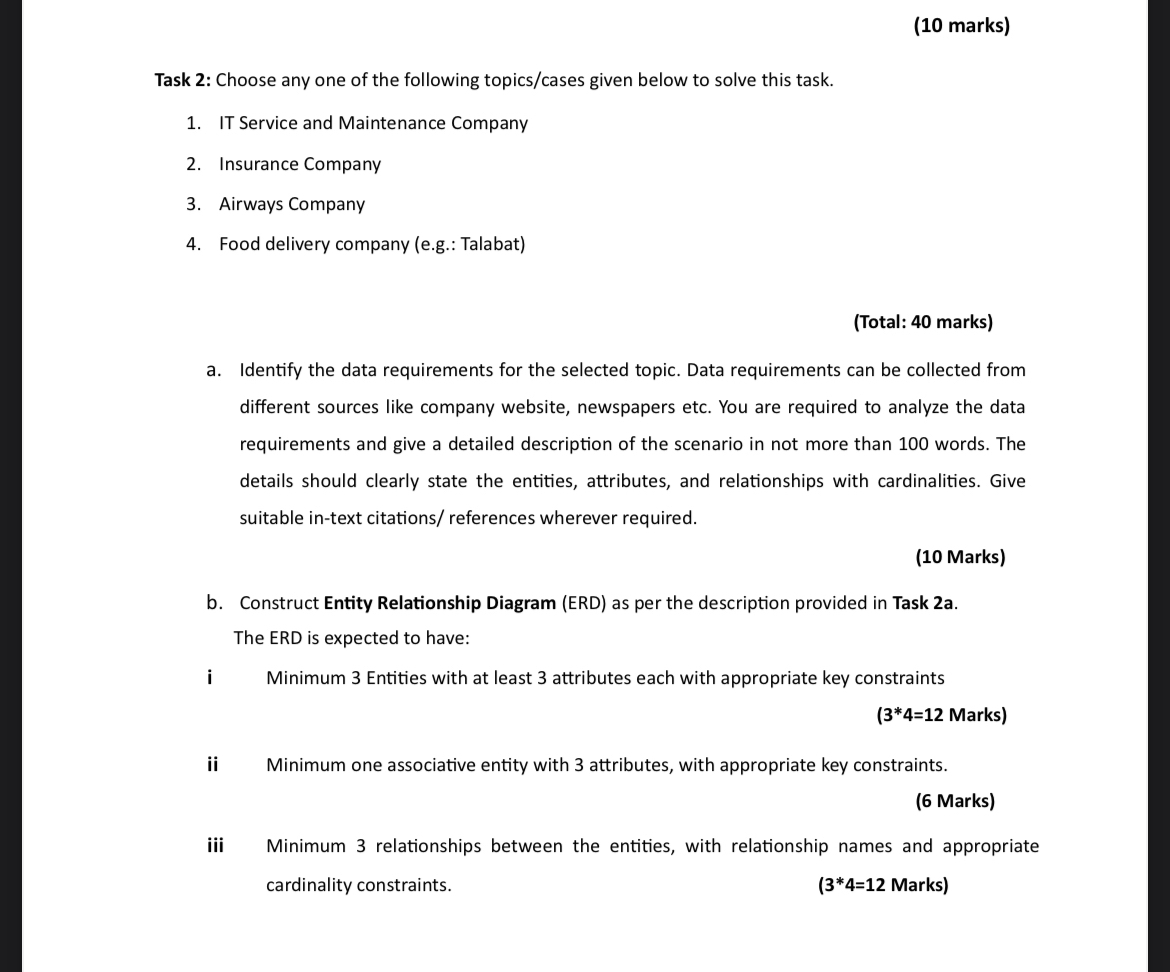 Solved 10 ﻿markstask 2 Choose Any One Of The Following 