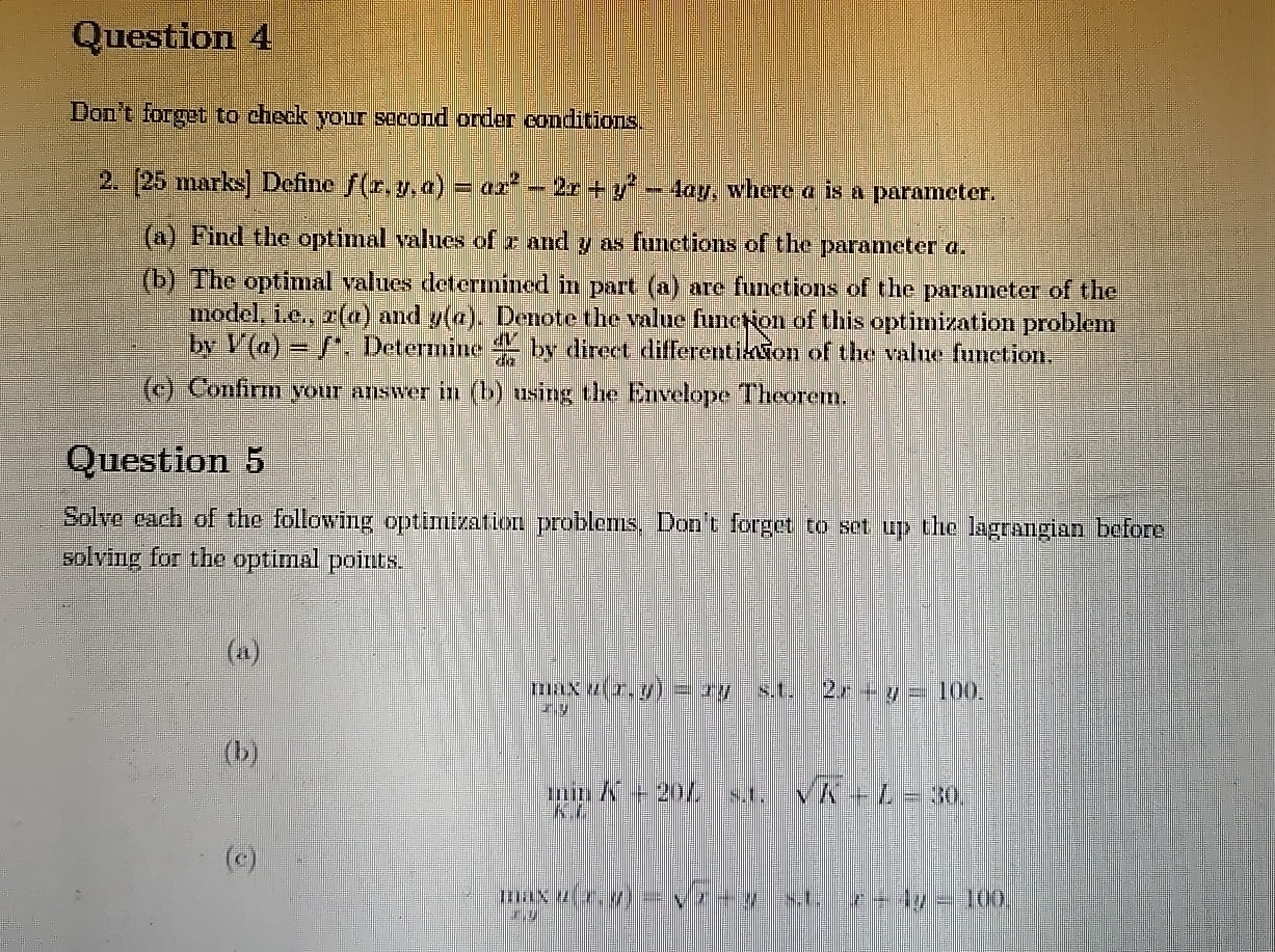 Solved Question 4Don't forget to cheek your second order | Chegg.com