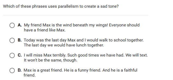 Solved Which of these phrases uses parallelism to create a | Chegg.com