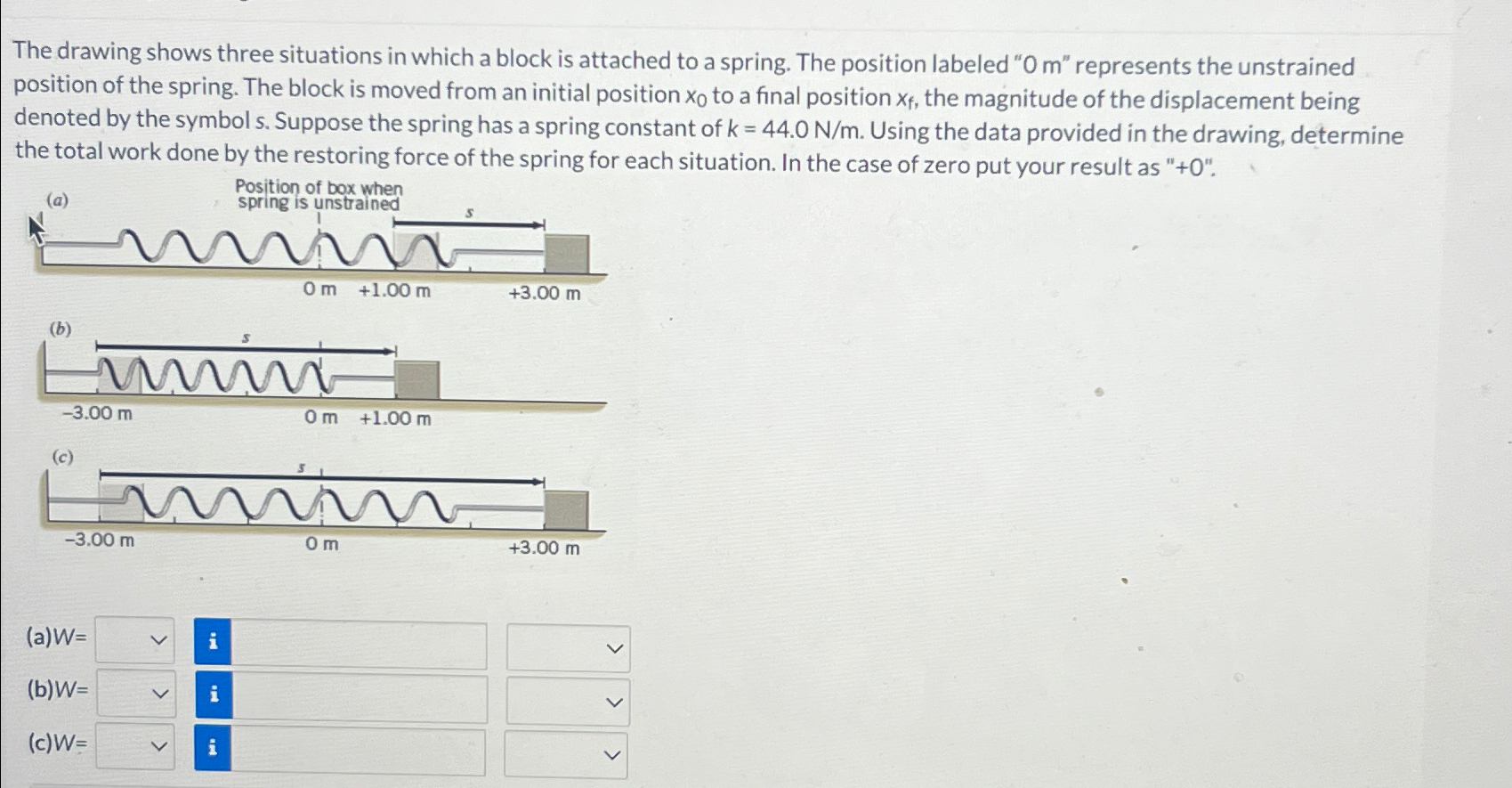 Solved The drawing shows three situations in which a block | Chegg.com