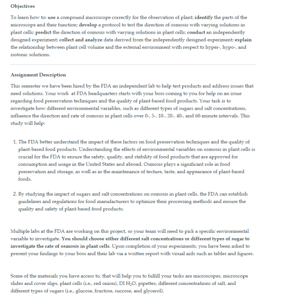 Solved ObjectivesTo learn how to: use a compound microscope | Chegg.com