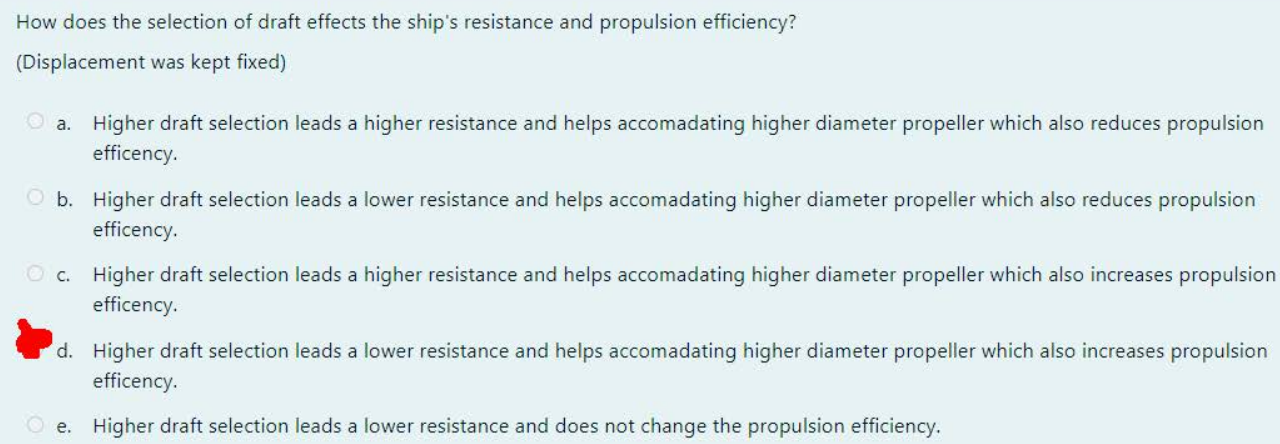 Solved How does the selection of draft effects the ship's | Chegg.com