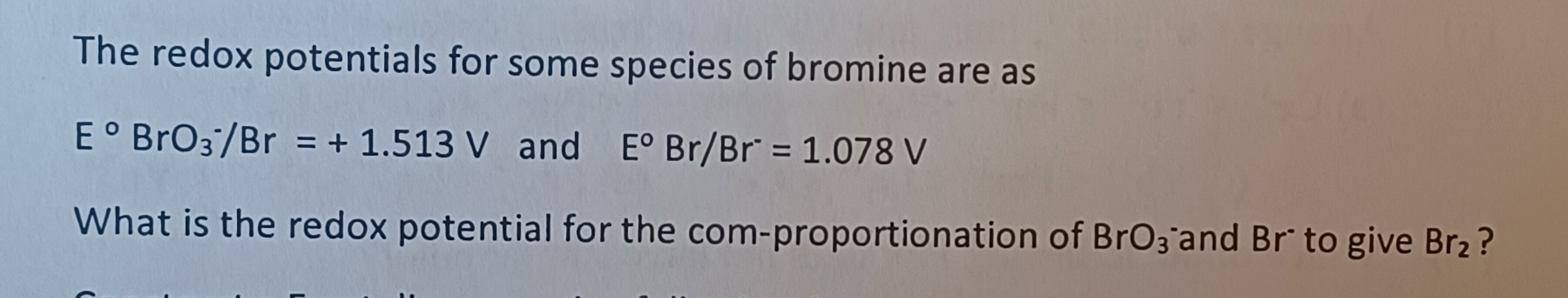 Solved code class="asciimath">The redox potentials for some | Chegg.com