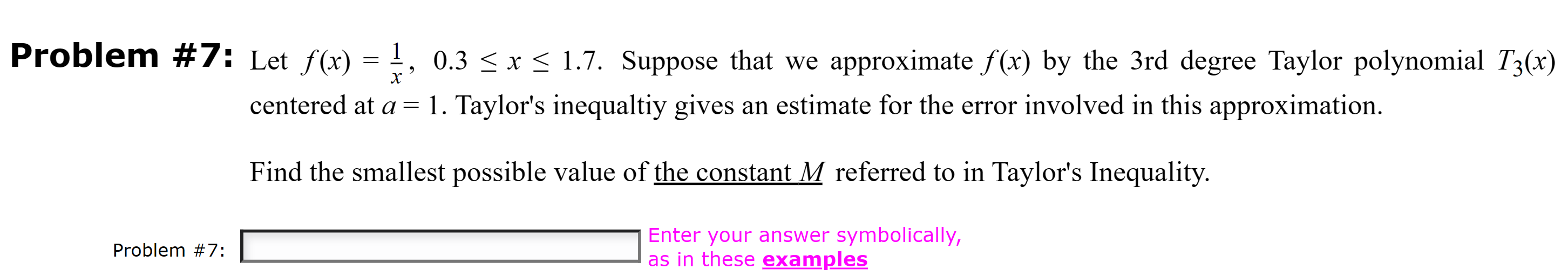 Solved Problem #7: Let f(x)=1x,0.3≤x≤1.7. ﻿Suppose that we | Chegg.com