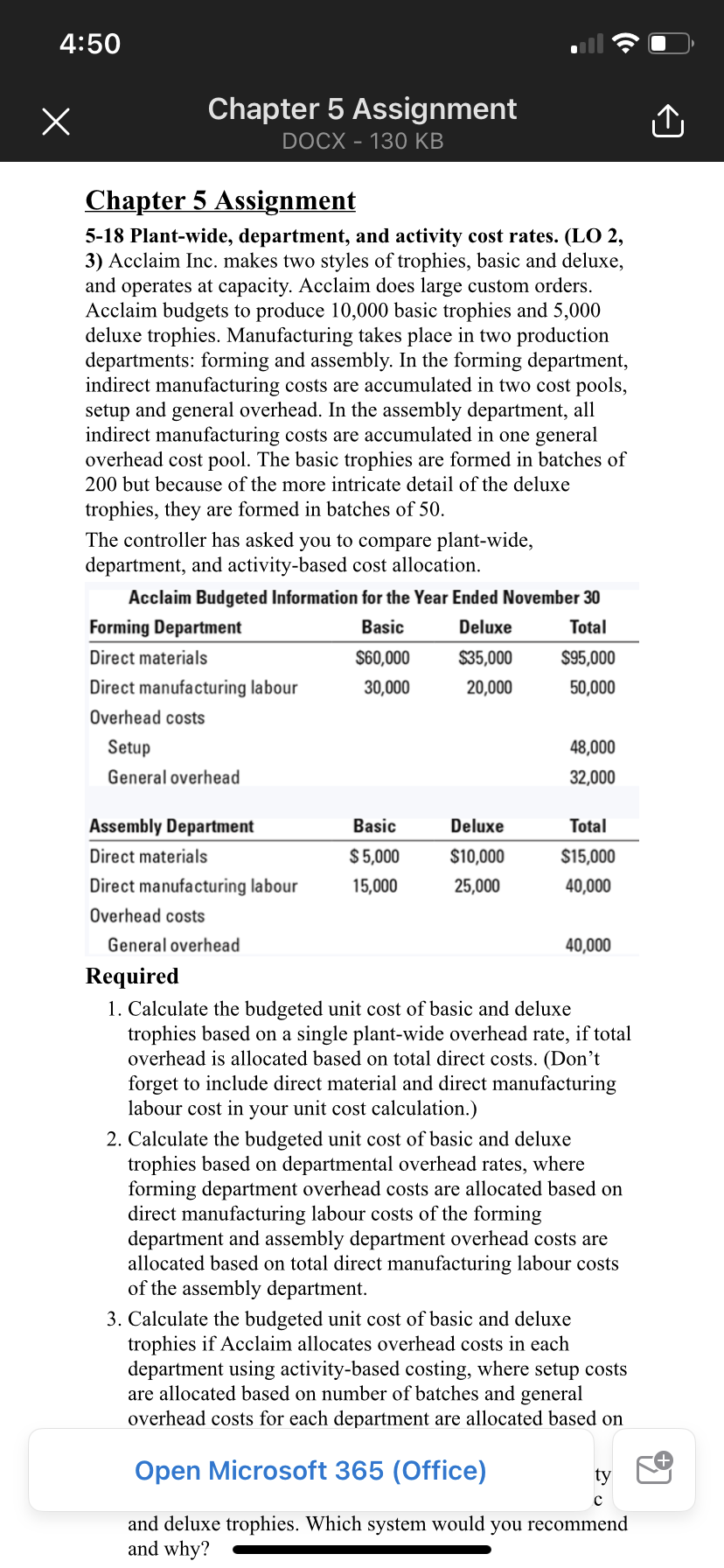 Solved Chapter 5 ﻿Assignment5-18 ﻿Plant-wide, department, | Chegg.com