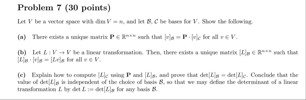 Solved Problem 7 ( 30 ﻿points)Let V ﻿be a vector space with | Chegg.com
