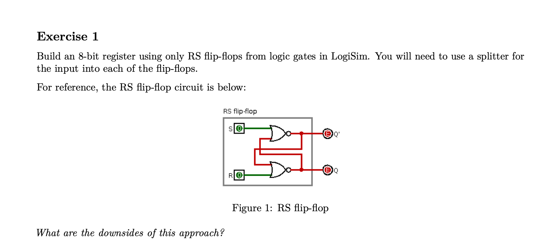 Exercise 1Build an 8-bit register using only RS | Chegg.com