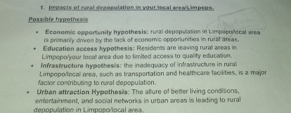 Solved impacts of rural depopulation in vour local | Chegg.com