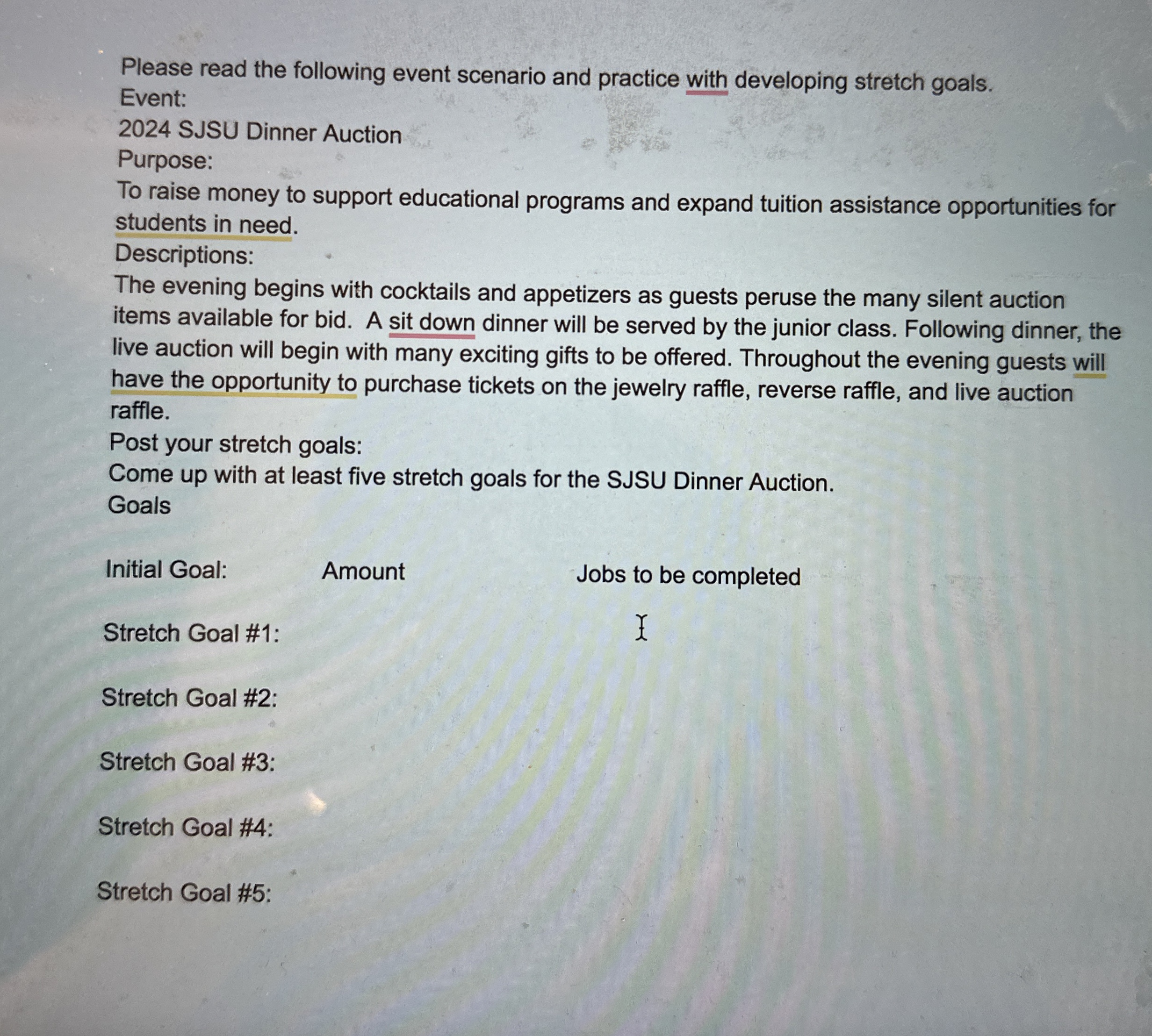 Solved Please read the following event scenario and practice | Chegg.com