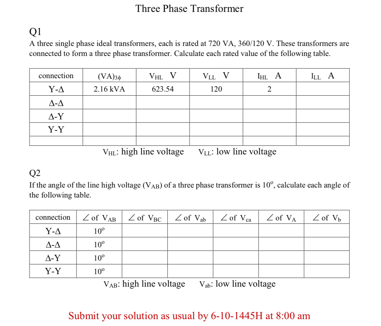 Solved Three Phase Transformer Q1 ﻿A three single phase | Chegg.com