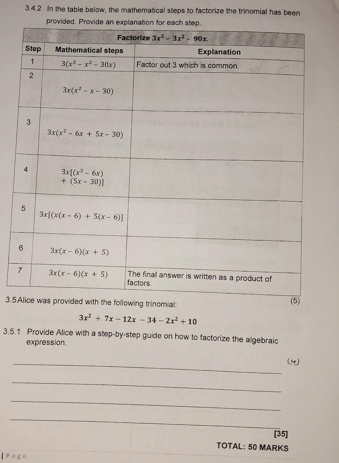 Solved 3.4.2 ﻿In the table below, the mathematical steps to | Chegg.com