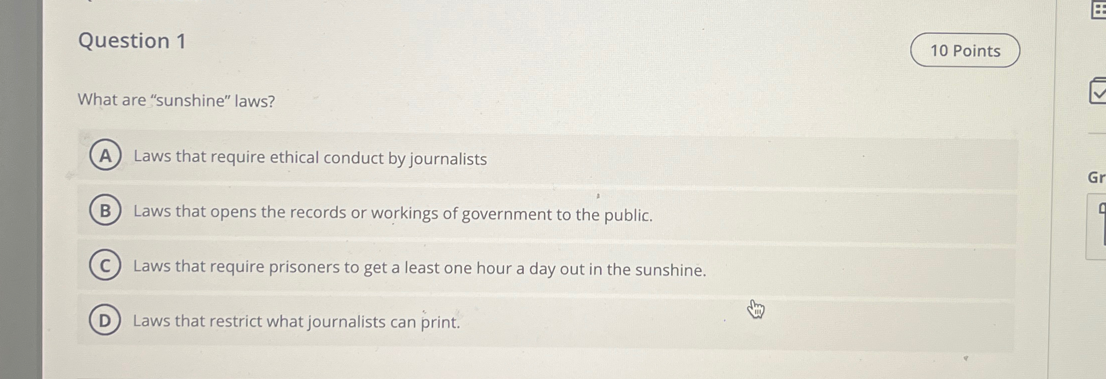 Solved Question 110 ﻿PointsWhat are "sunshine" laws?Laws | Chegg.com