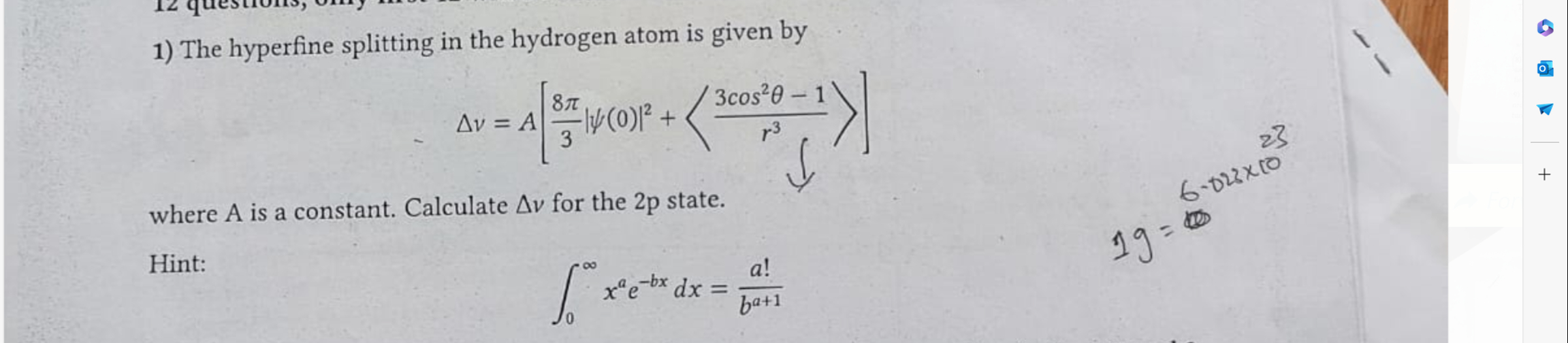 Solved The hyperfine splitting in the hydrogen atom is given | Chegg.com