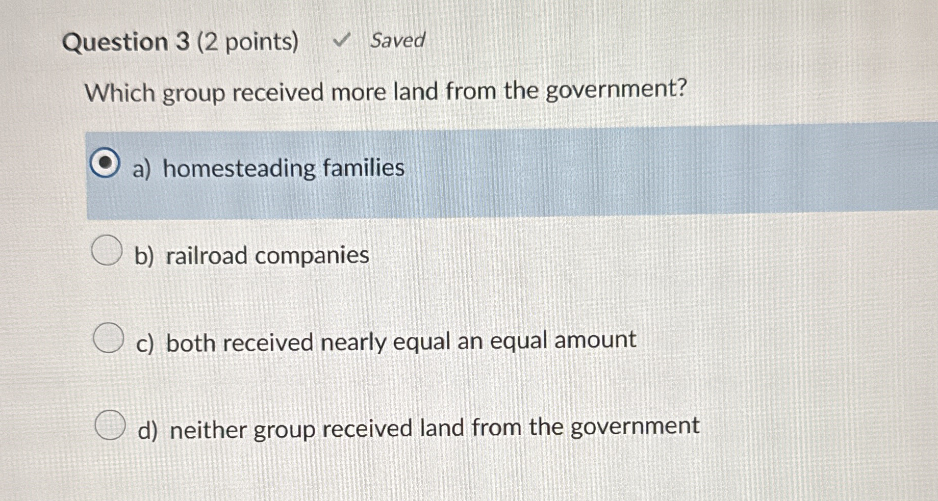 Solved Question 3 (2 ﻿points) ﻿SavedWhich group received | Chegg.com