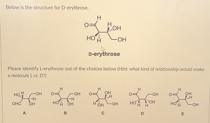 Solved Below is the structure for D-erythrose.Please | Chegg.com