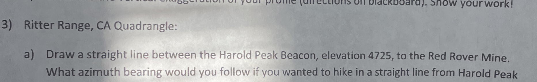 Solved Ritter Range, CA Quadrangle:a) ﻿Draw a straight line | Chegg.com
