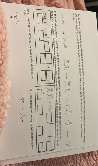 Solved For each set of resonance forms, determine if the | Chegg.com
