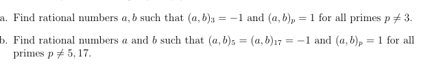 Solved Questions on hilbert symbols and p-adic numbers | Chegg.com