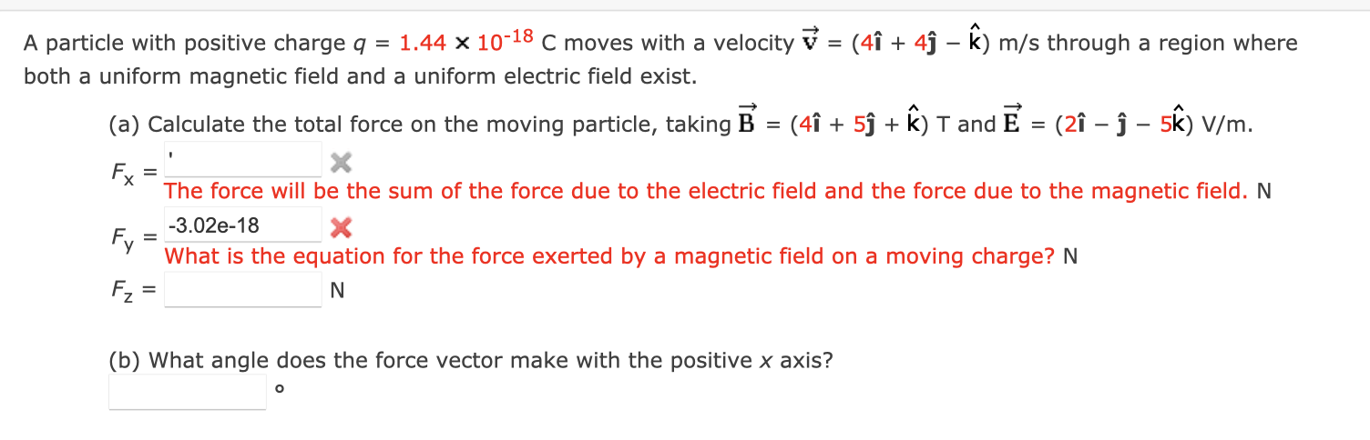Solved A particle with positive charge q=1.44×10-18C ﻿moves | Chegg.com