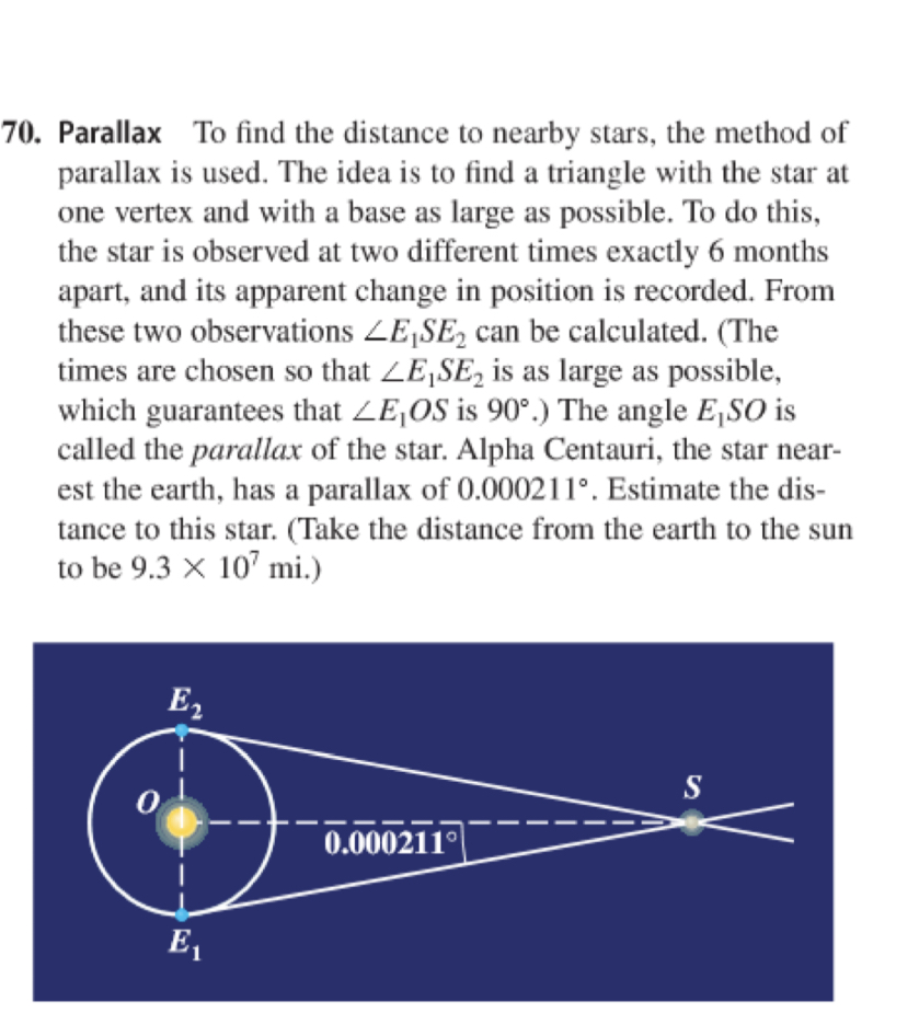 Solved Parallax To find the distance to nearby stars, the | Chegg.com