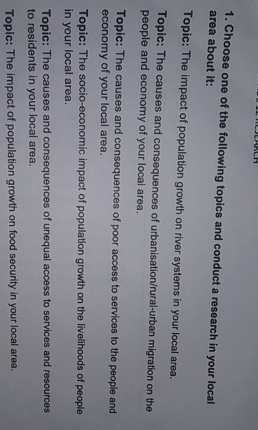 Solved Choose one of the following topics and conduct a | Chegg.com