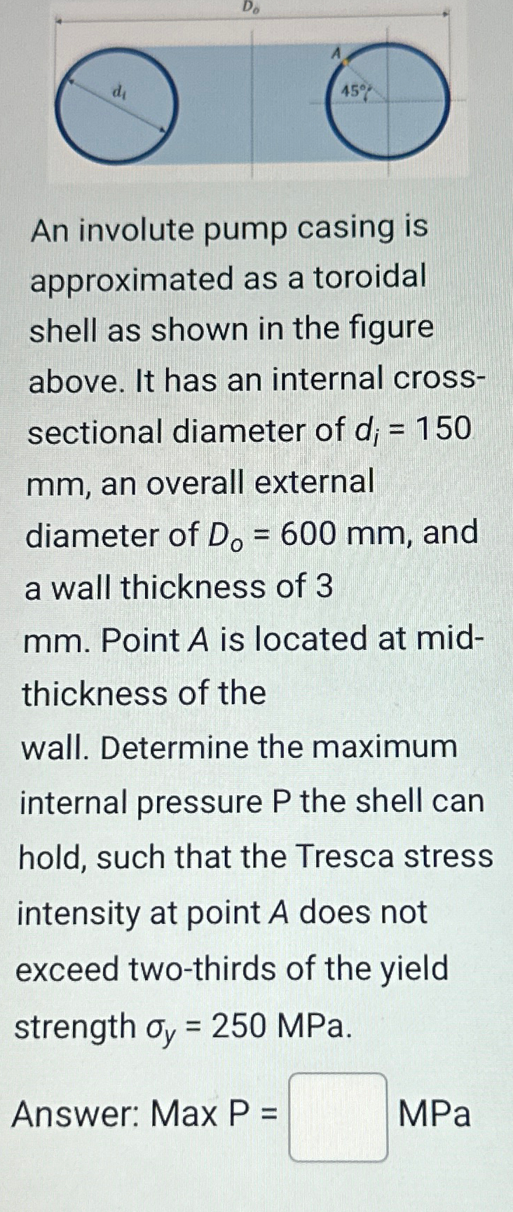 An involute pump casing is approximated as a toroidal | Chegg.com