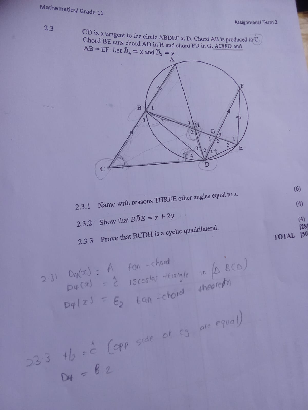 Solved code class="asciimath">2.3 ﻿CD is a tangent to the | Chegg.com