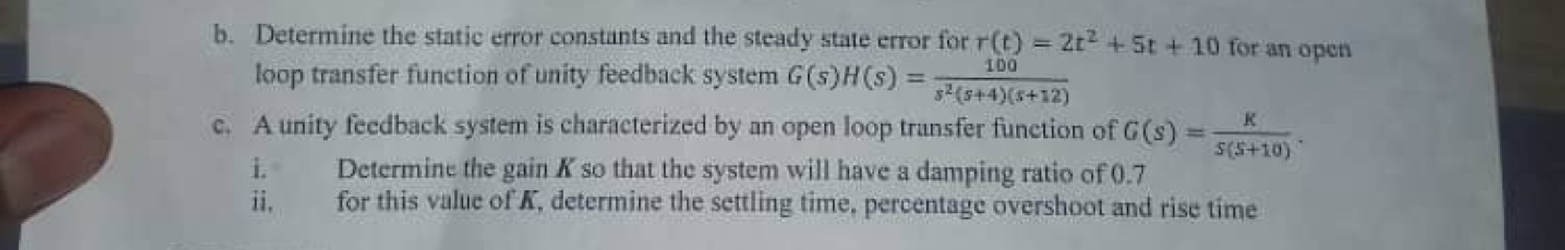 Solved b. ﻿Determine the static error constants and the | Chegg.com