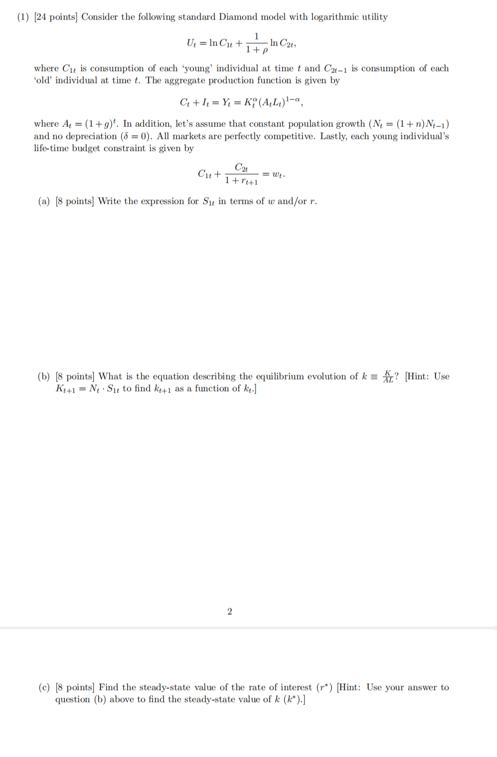 Solved (1) [24 ﻿points] ﻿Consider the following standard | Chegg.com