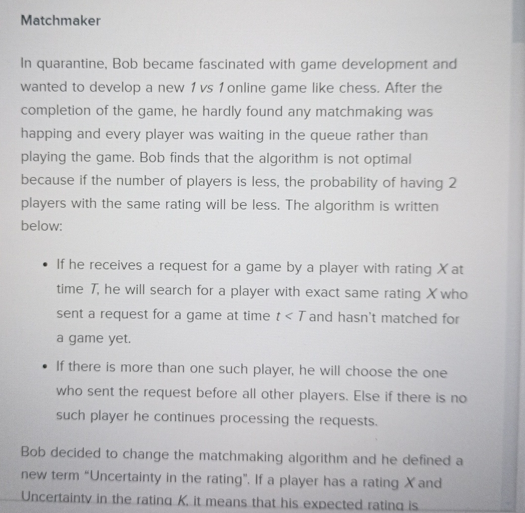 Solved MatchmakerIn quarantine, Bob became fascinated with | Chegg.com