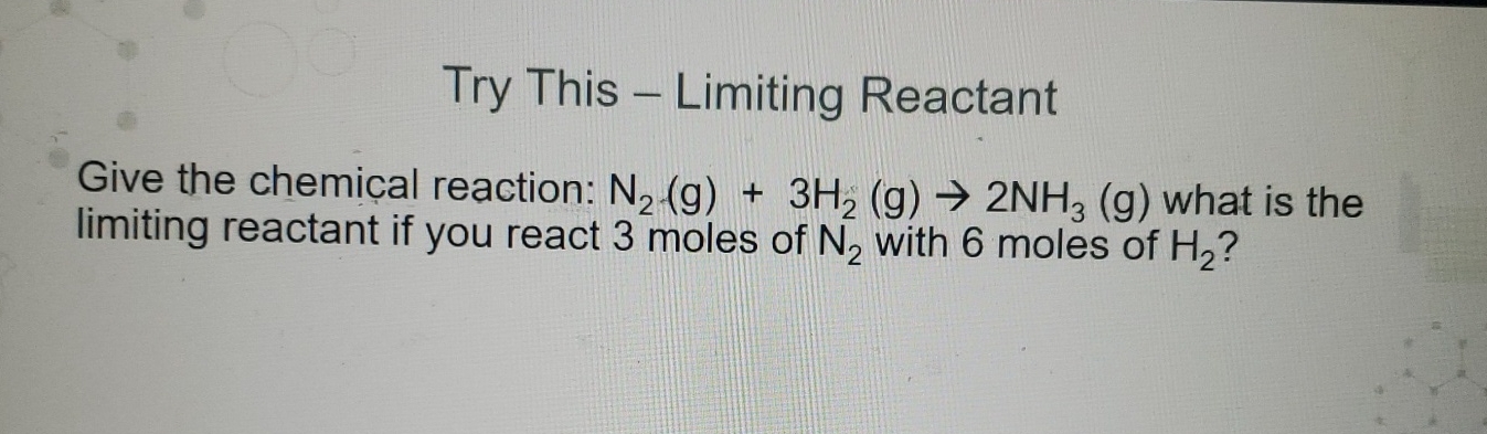 Solved Try This - ﻿Limiting ReactantGive the chemical | Chegg.com